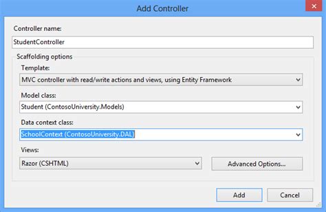 creating an entity framework data model for an asp mvc