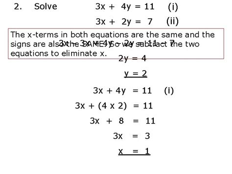 Simultaneous Equations The Elimination Method If A Pair