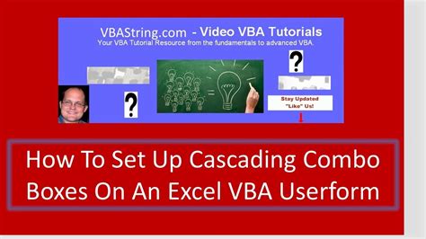 how to set up cascading combo boxes on excel vba userform youtube