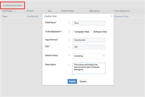 what are custom fields manageengine endpoint central