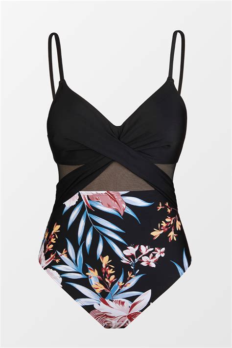 Greenland Aurora Mesh Cutout Wrap Front One Piece Swimsuit Cupshe Uk
