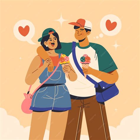 Ilustración De Amor De Pareja Asiática Plana Vector Gratis