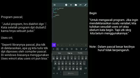tutorial coding pascal di android belajar pemrograman pascal hello