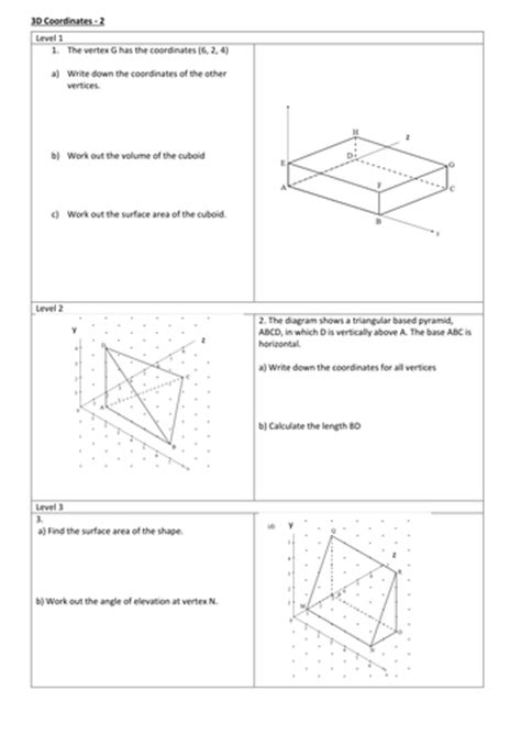 3d coordinates teaching resources