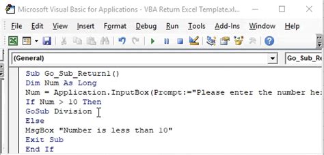 vba return how to use gosub return statement in vba