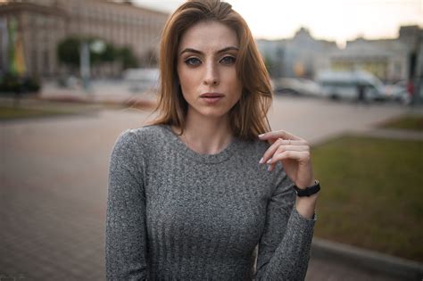 Women Outdoors Grey Sweater Dmitry Shulgin Urban Portrait Women