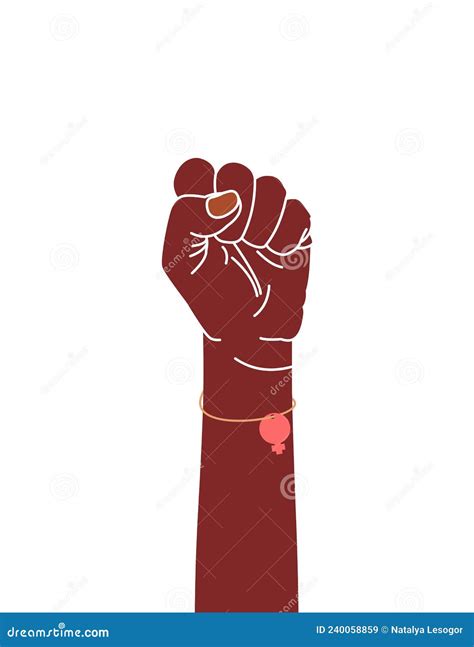 Female Hand Raised Up African American Woman Clenched Fist Female