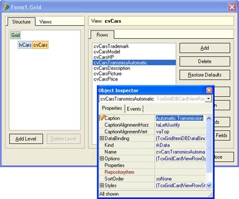 card view tutorial step 2 card view rows vcl devexpress documentation