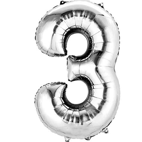 Silver Number 3 Air Fill Foil Balloon 40cm 16 In Partyrama