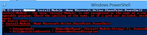 the term install module is not recognized debug to