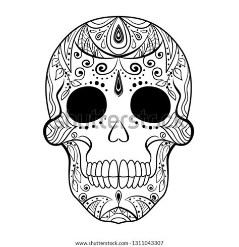 Sugar Skull Coloring Page Icon Symbol Vector Illustration Of Skull