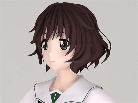 T Pose Nonrigged Model Of Yukari Akiyama Anime Girl 3d Model Cgtrader