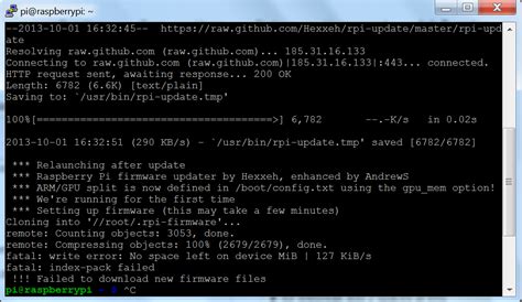 update fatal write error no space left on device mib 127 kib s