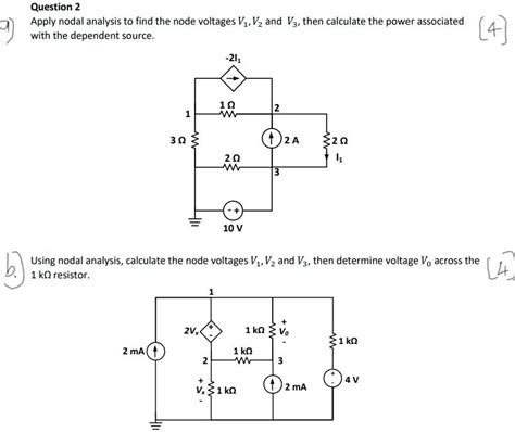 solved question 2 apply nodal analysis to find the node voltages v1