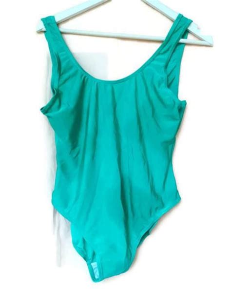 Vintage 80s Leotard Swimsuit Highcut Fitness Aerobic … Gem