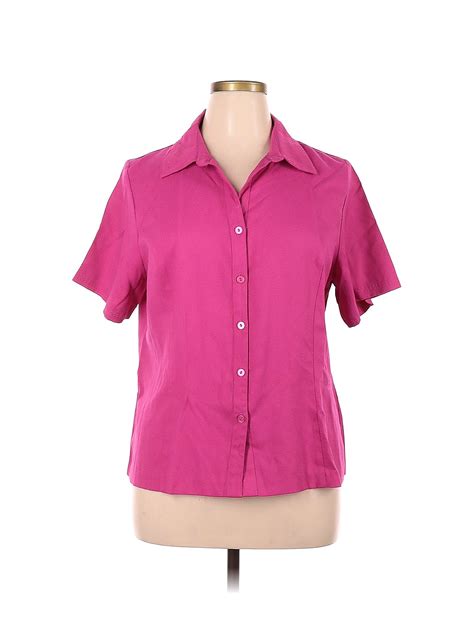 Sag Harbor Solid Pink Short Sleeve Blouse Size Xl 57 Off Thredup