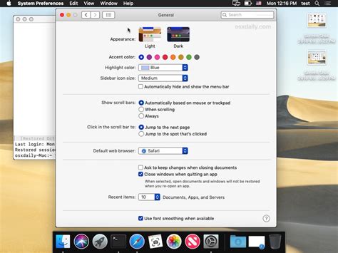 how to use light theme with dark menu bar and dock in macos mojave