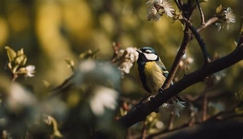 Premium Ai Image A Small Tit Perching On A Branch Surrounded By