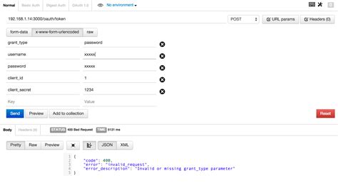 node js oauth2 server invalid or missing grant type
