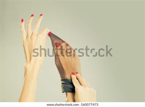 Sexy Young Female Take Off Stockings Foto Stock 160077473 Shutterstock