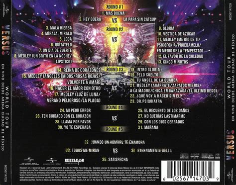Car Tula Trasera De Gloria Trevi And Alejandra Guzman Versus World Tour