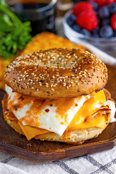 Bacon Egg And Cheese Bagel Breakfast Sandwich • Bread Booze Bacon