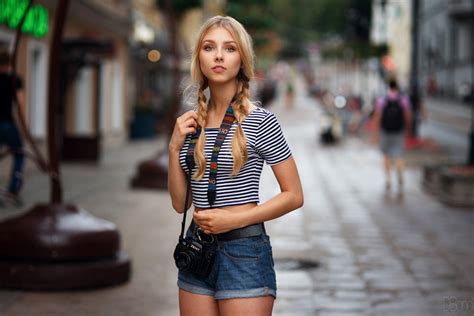 Stripes Long Hair Dbond Depth Of Field Street Camera Alice