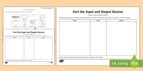 computer input and output devices worksheet twinkl