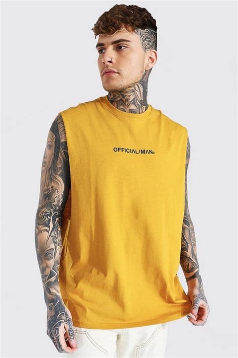 Official Man Oversized Drop Armhole Tank Boohoo Uk
