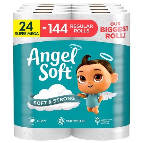 Angel Soft Toilet Paper Stf9 24 Super Mega Rolls 144 Regular Rolls