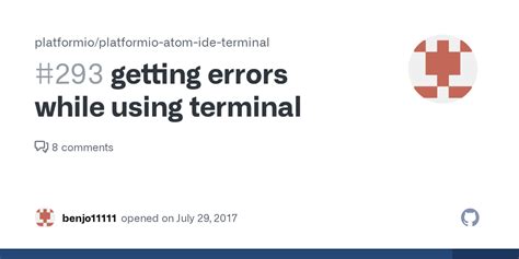 getting errors while using terminal · issue 293 · platformio