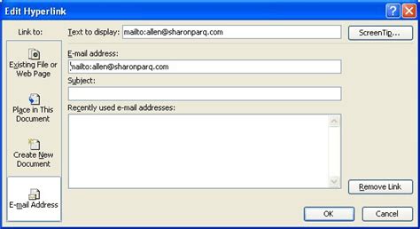 editing a hyperlink microsoft word
