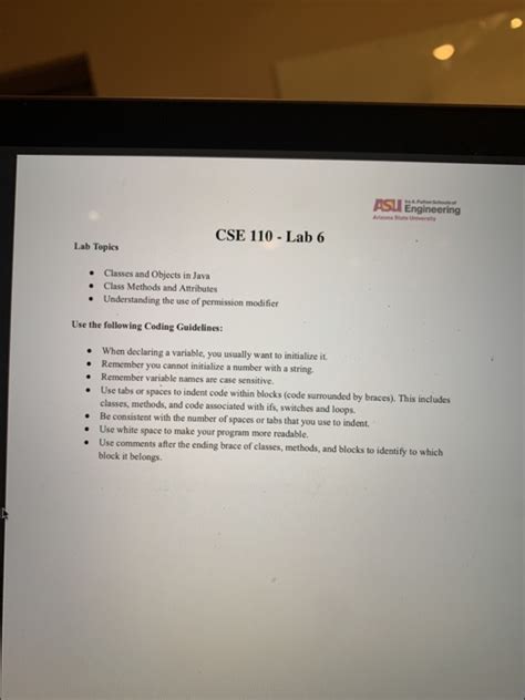 solved asu engineering arlon cse 110 lab 6 lab topics cla