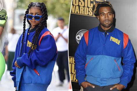 North West Wears Dad Kanye Wests Pastelle Jacket In Paris