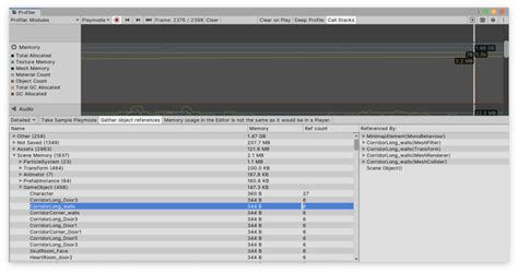 memory profiler module unity manual
