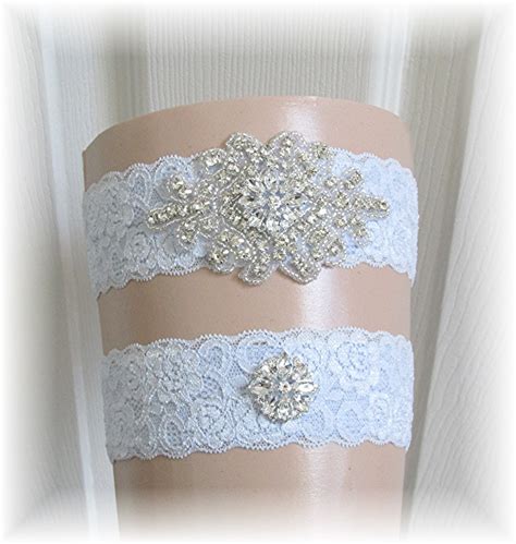Something Blue Wedding Garter Set Bridal Garter Set Crystal