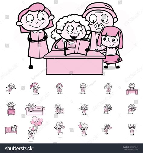 Various Concepts Old Granny Character Set Stock Vector Royalty Free