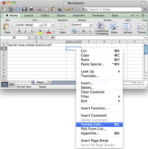 ms excel 2011 for mac draw a border around a cell