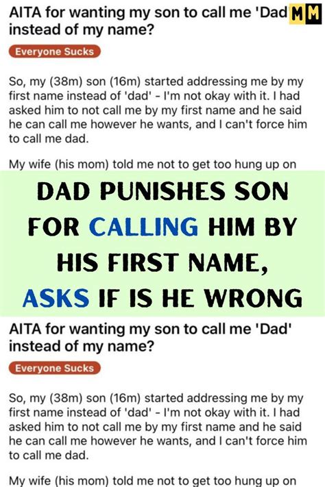 Dad Punishes Son For Calling Him By His First Name Asks If Is He Wrong