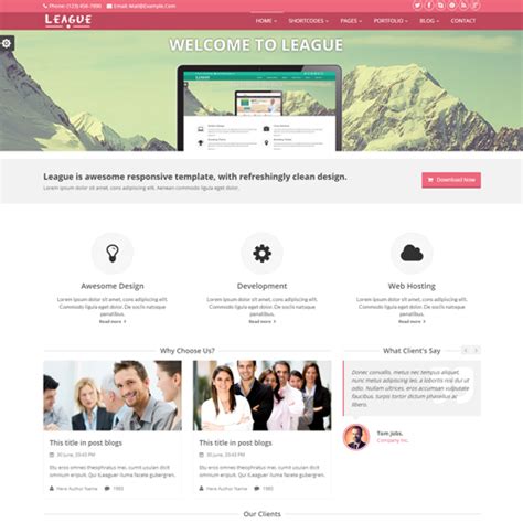 league responsive bootstrap template