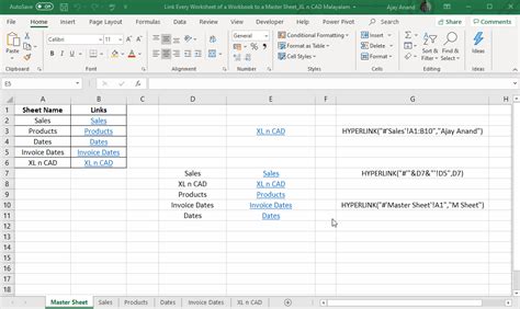 can you hyperlink to a particular cell in excel instead of