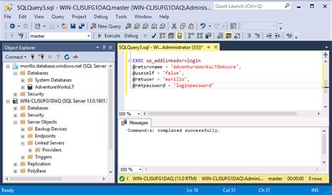 sqlcoffee how to create a linked server to a sql azure database