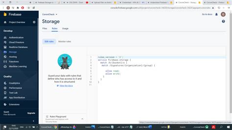 javascript firebase storage rules not allow read or write stack