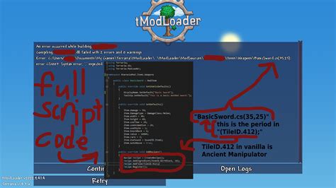 tmodloader error cs1003 terraria community forums