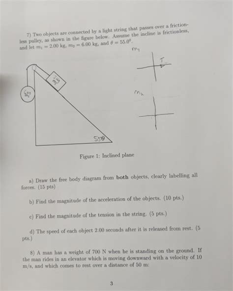 Solved 7 Two Objects Are Connected By A Light String That
