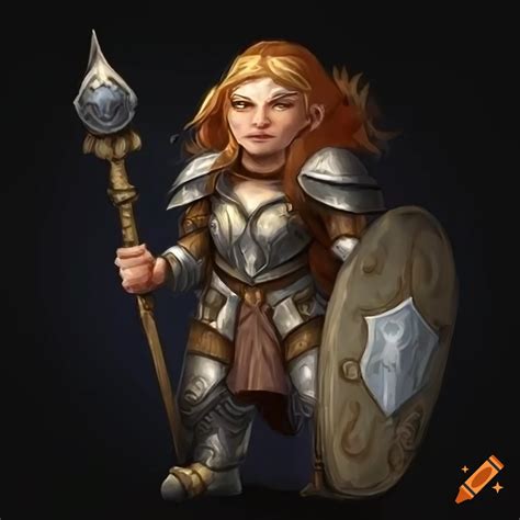 Digital Art Of A Female Dwarf Cleric In Armor On Craiyon