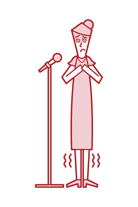 スピーチで緊張する人（女性）のイラスト フリーイラスト素材集 Kukukeke