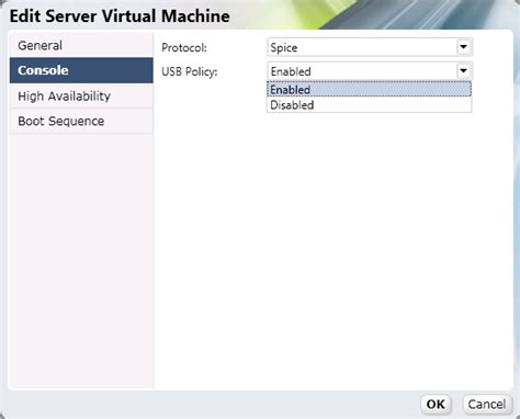 rhev how do i check is usb redirection is enabled on a virtual machine