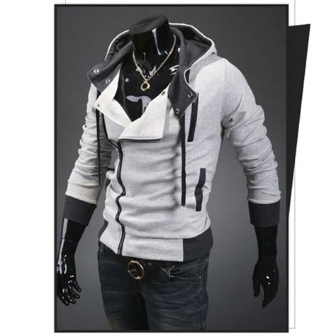 Sweaters And Jackets Fashion Mens Slim Fit Irregular Zip Up Hoodies