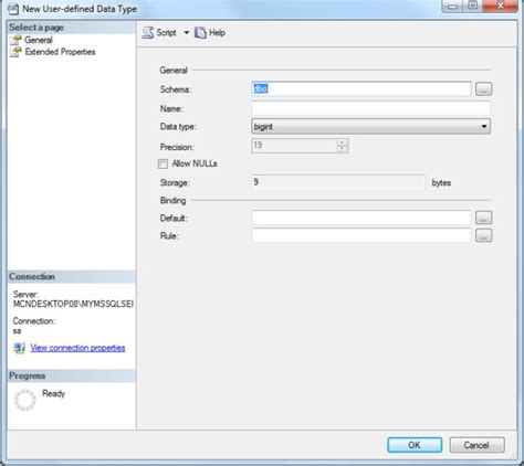 creating a user defined type using visually or programmatically in sql